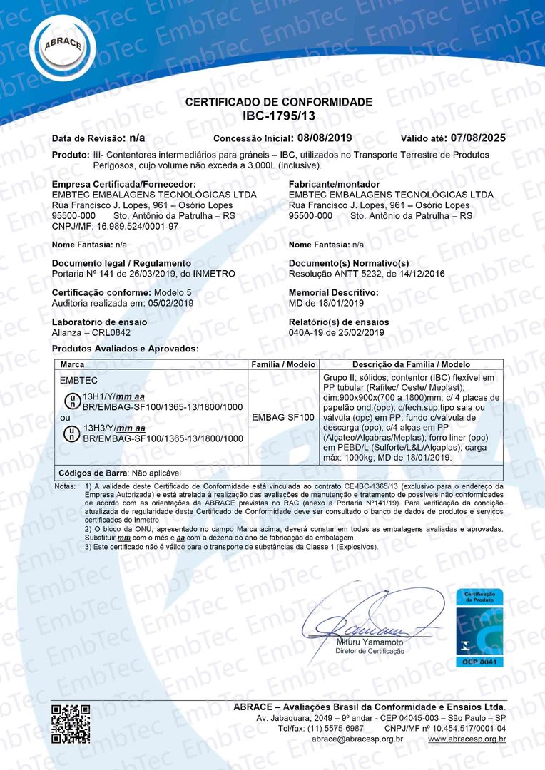 EmbTec - Certificações Inmetro e Marinha