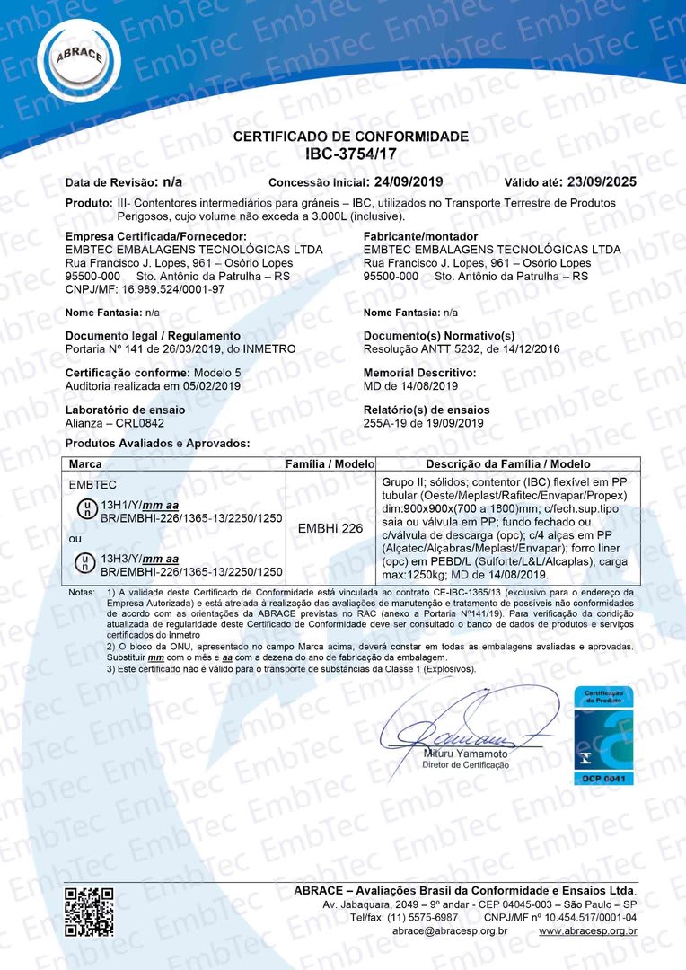 EmbTec - Certificações Inmetro e Marinha